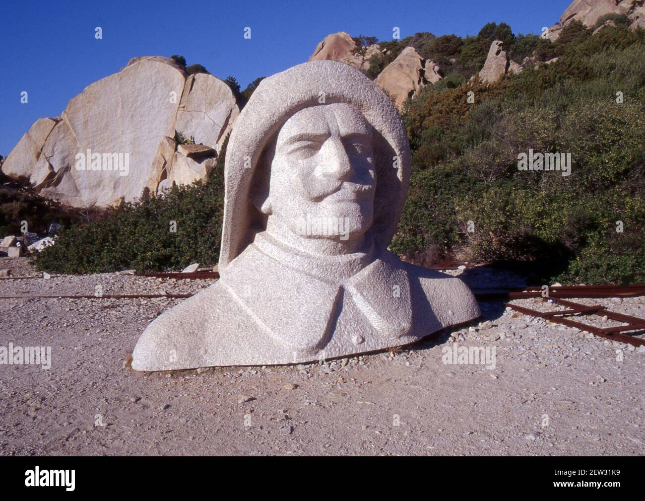 Santo Stefano Island, Sardinia, Italy. the unfinished statue (scanned ...