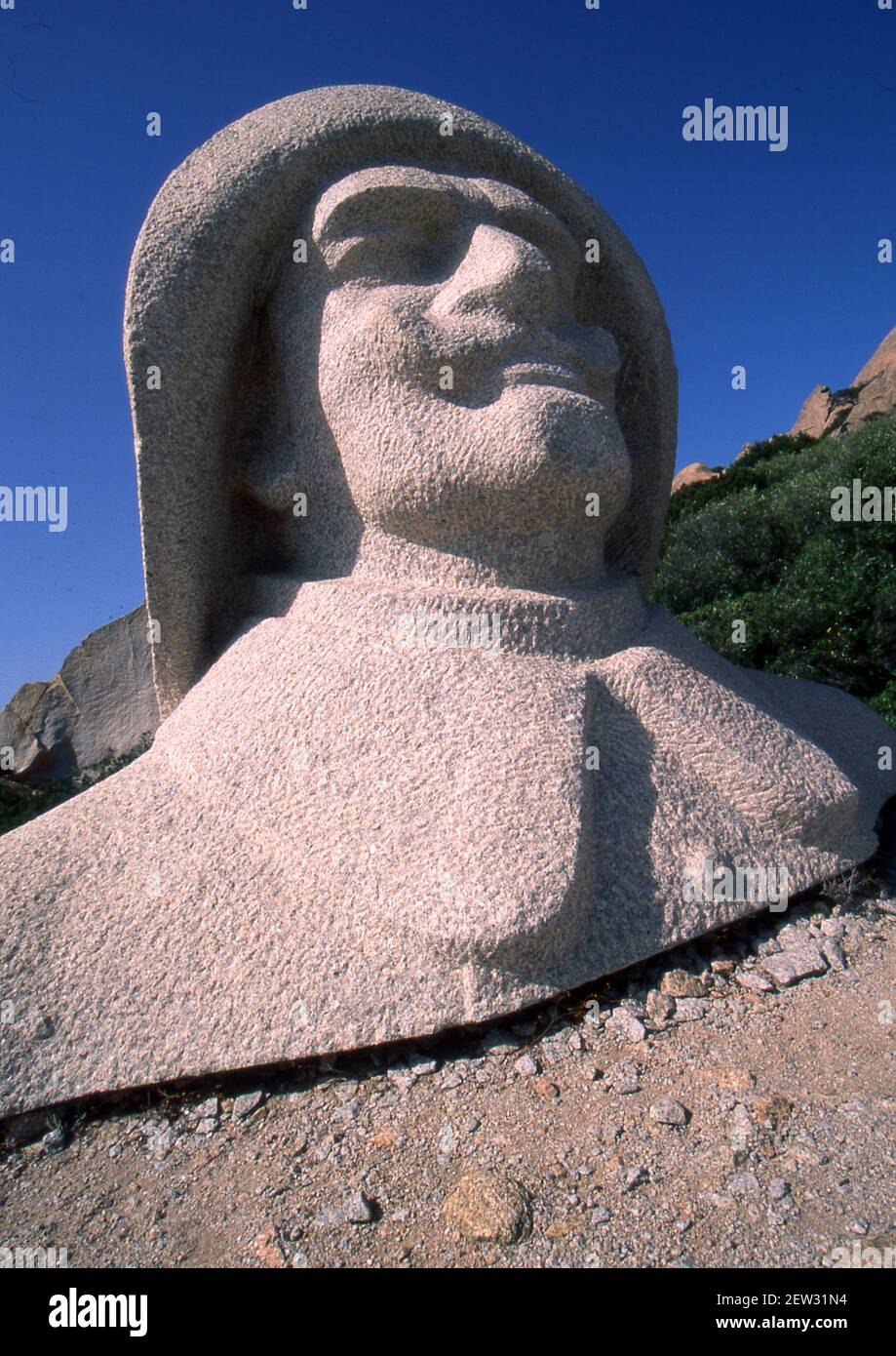 Santo Stefano Island, Sardinia, Italy. the unfinished statue (scanned ...