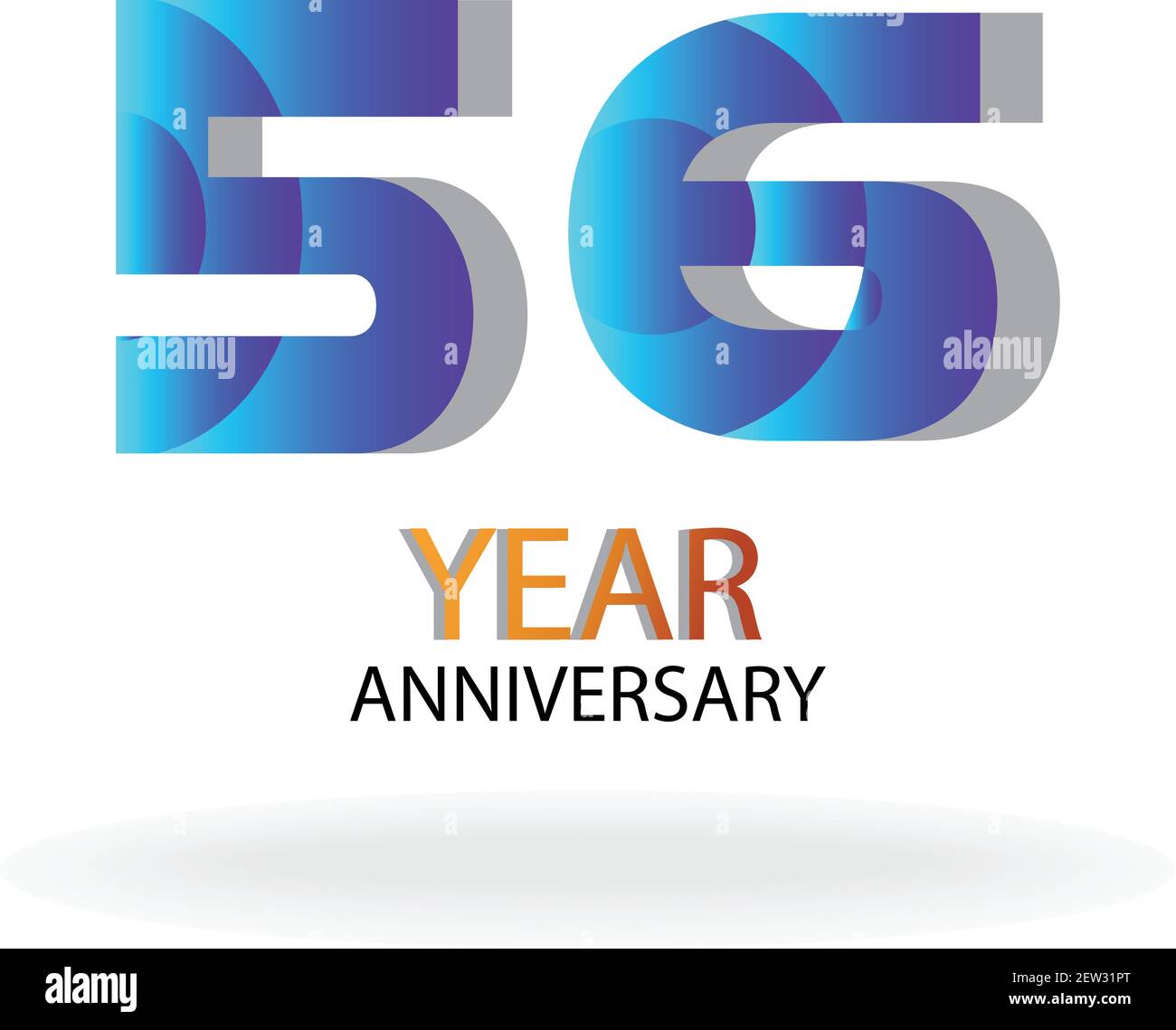 56 Year Anniversary Vector Template Design Illustration Blue Elegant ...