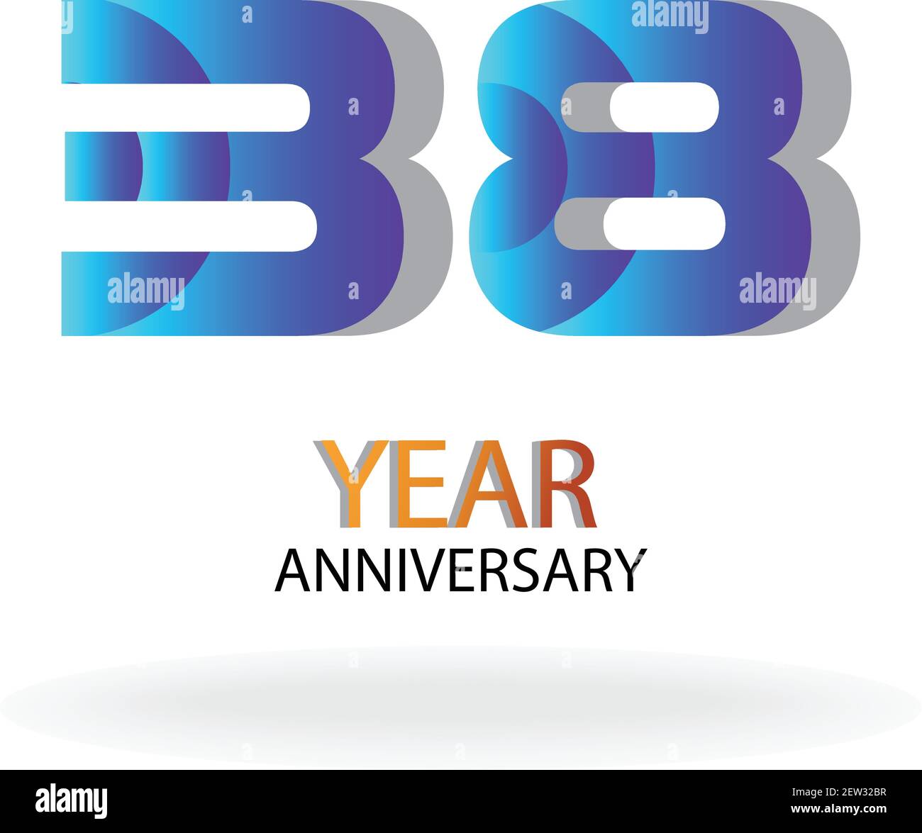 38 Year Anniversary Vector Template Design Illustration Blue Elegant ...