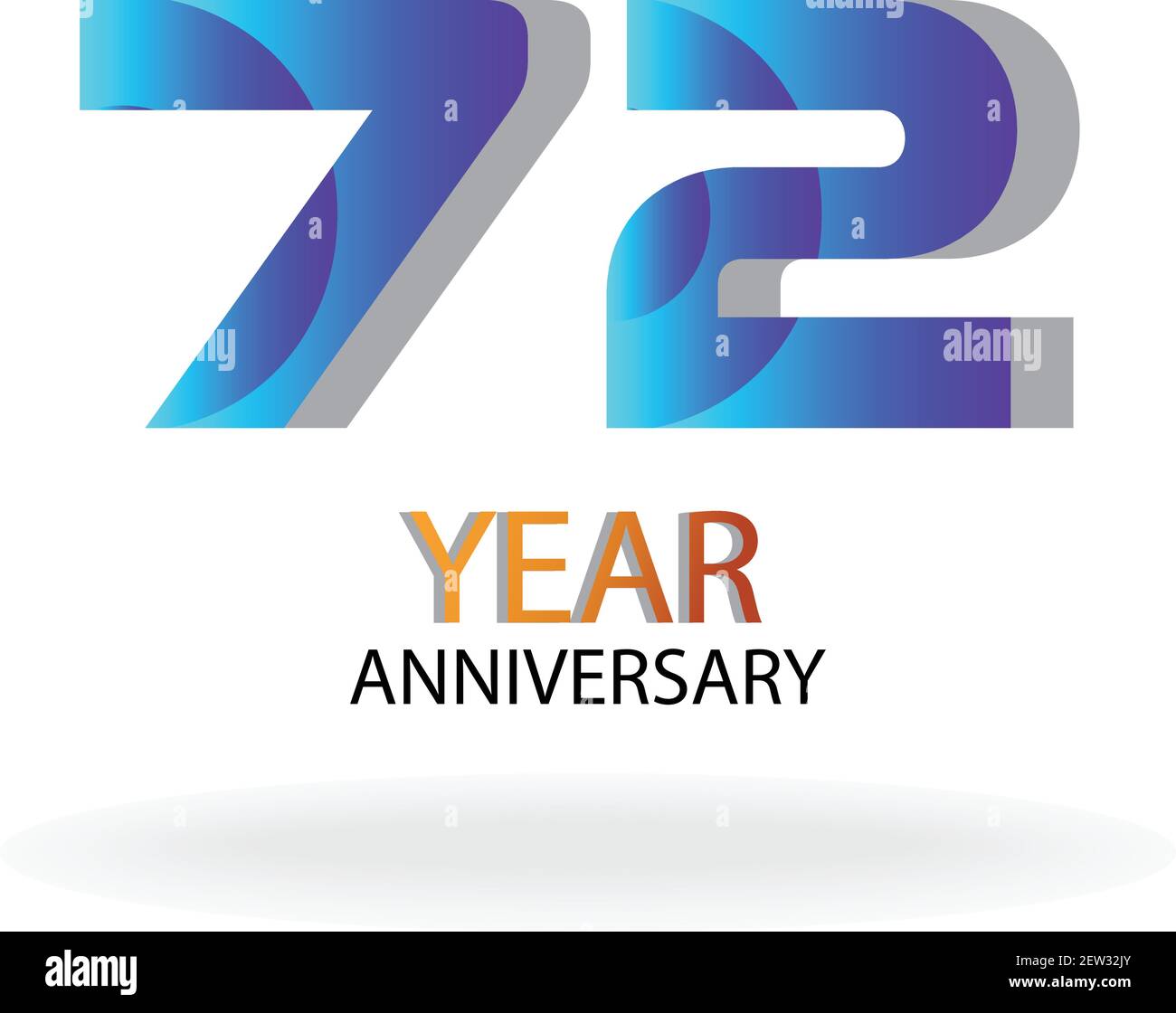 72 Year Anniversary Vector Template Design Illustration Blue Elegant ...