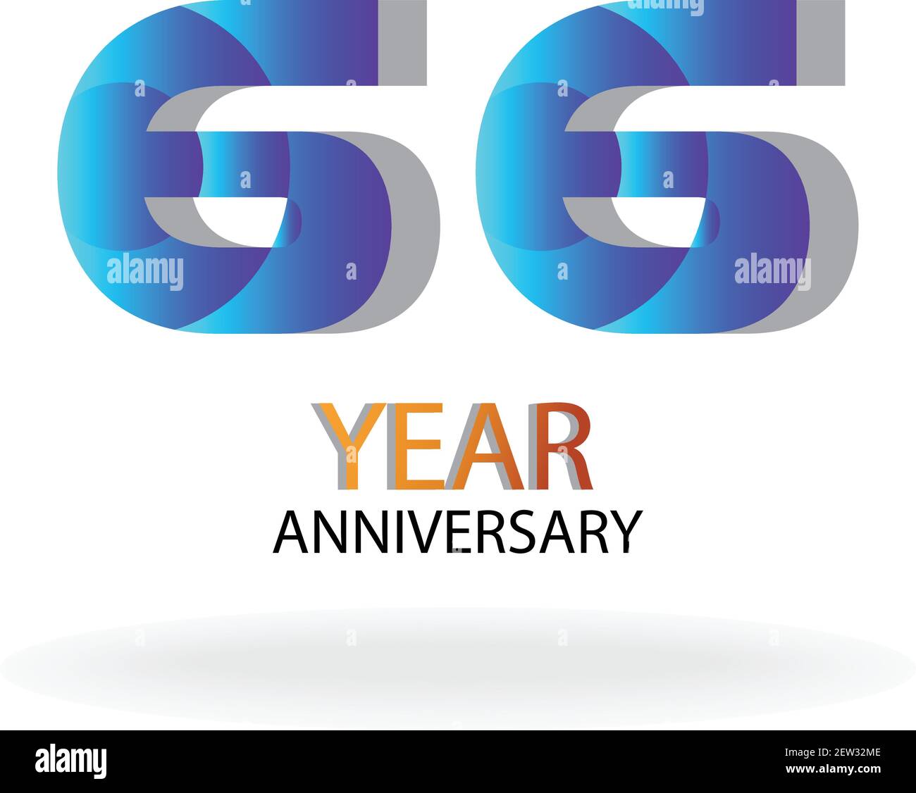 66 Year Anniversary Vector Template Design Illustration Blue Elegant ...