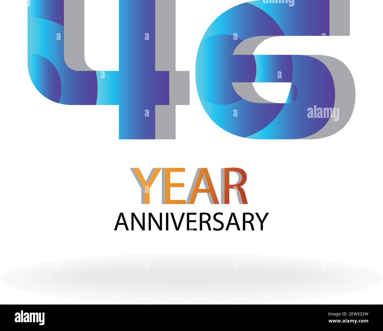 46 Year Anniversary Vector Template Design Illustration Blue Elegant ...