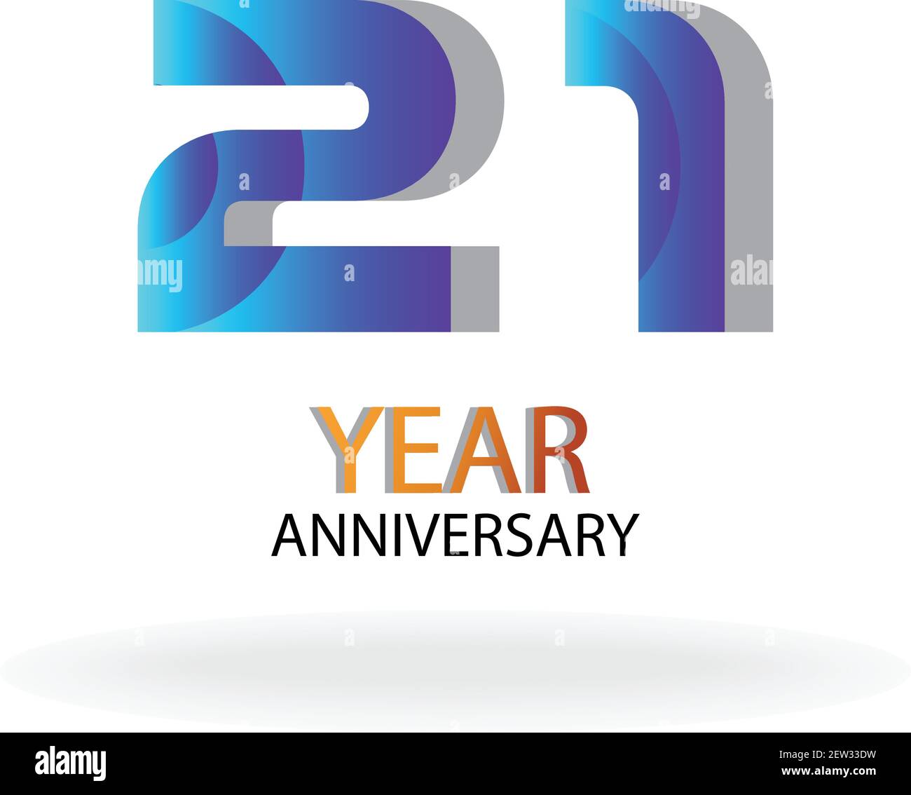21 Year Anniversary Vector Template Design Illustration Blue Elegant ...
