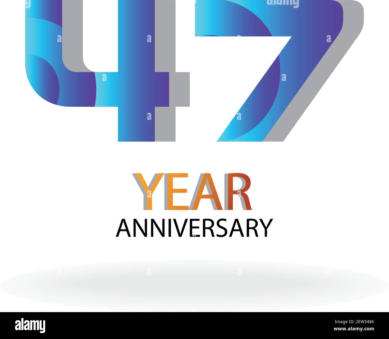47 Year Anniversary Vector Template Design Illustration Blue Elegant ...