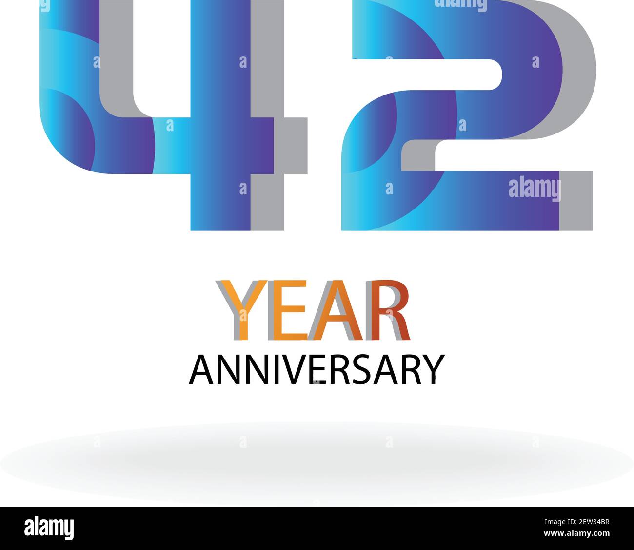 42 Year Anniversary Vector Template Design Illustration Blue Elegant ...