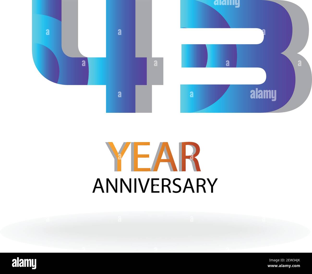 43 Year Anniversary Vector Template Design Illustration Blue Elegant ...