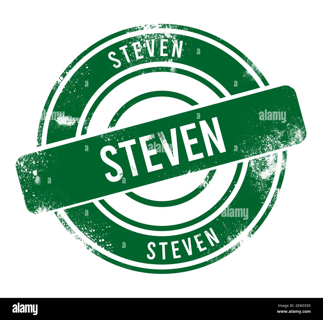 Steven - green round grunge button, stamp Stock Photo - Alamy