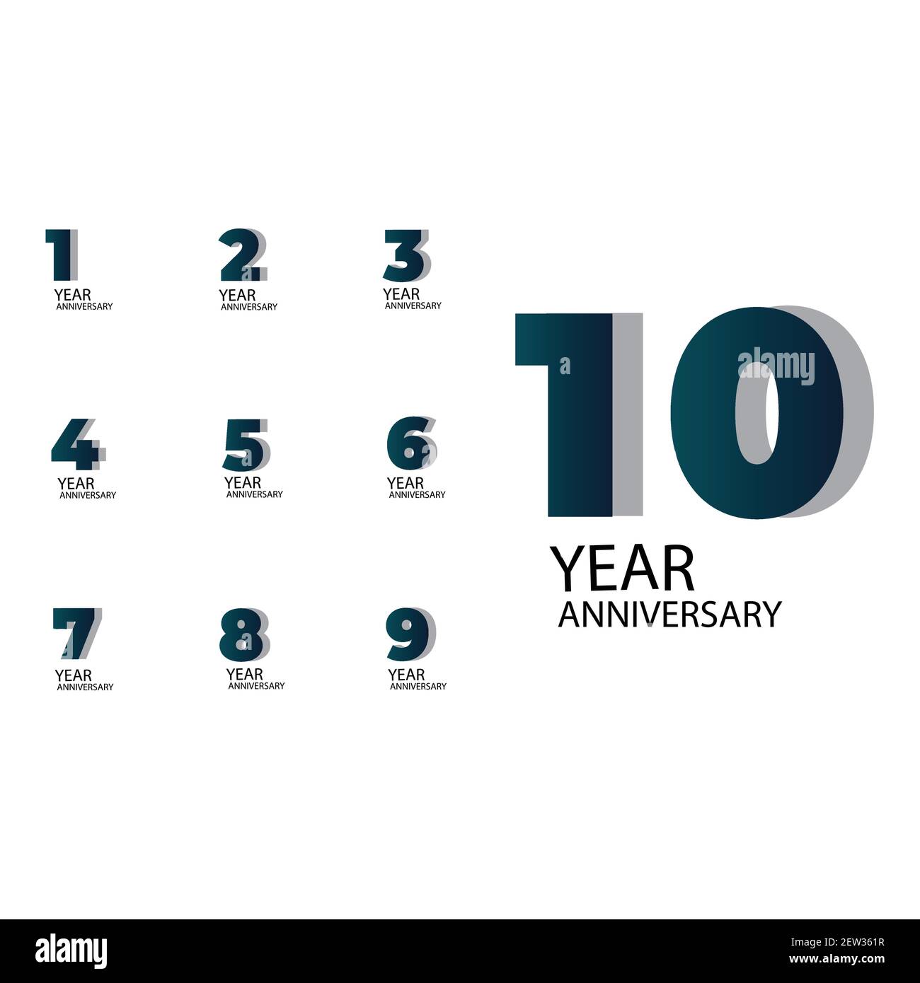 Set Year Anniversary Vector Template Design Illustration Blue Elegant ...
