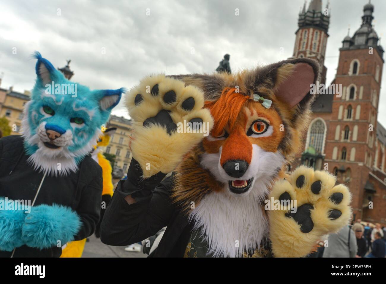 Members of different Furry Fandom Conventions pose for a photo at Adam ...