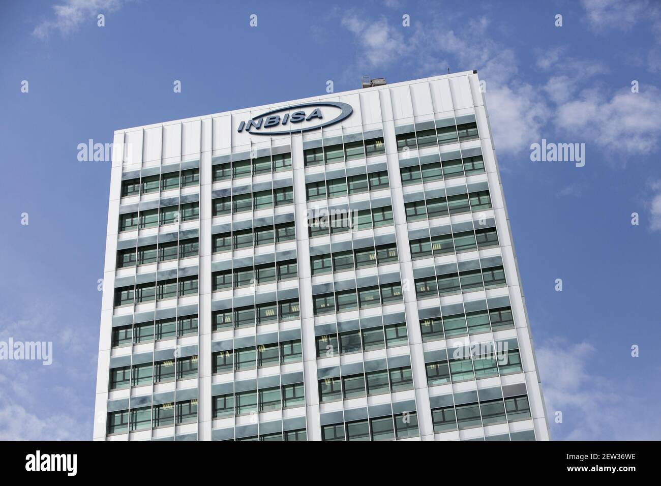 A logo sign outside of the headquarters of INBISA Construccion in ...