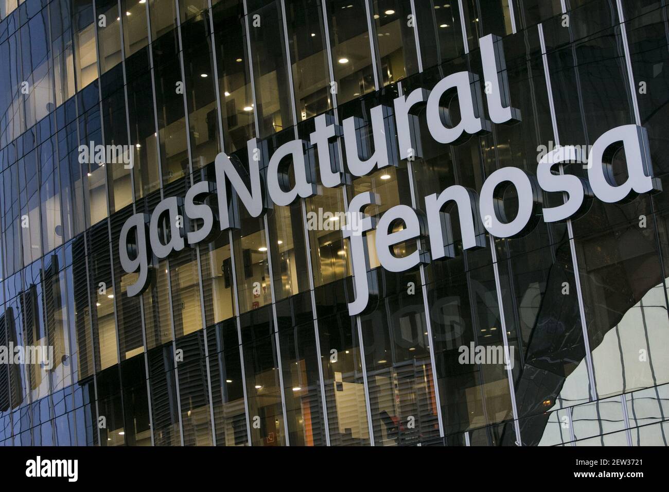 A logo sign outside of the headquarters of Gas Natural Fenosa in ...