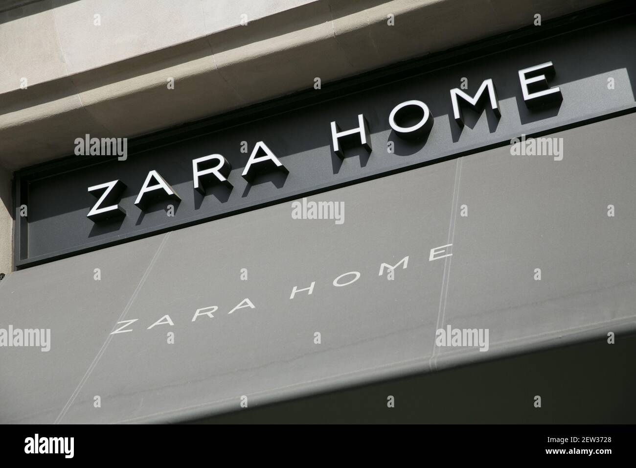 A logo sign outside of a Zara Home retail store in Barcelona, Spain on ...