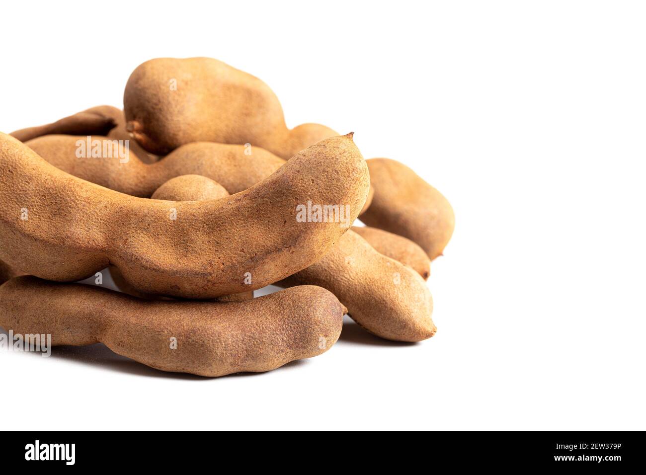Tamarind Beans in Shell Isolated on a White Background Stock Photo - Alamy