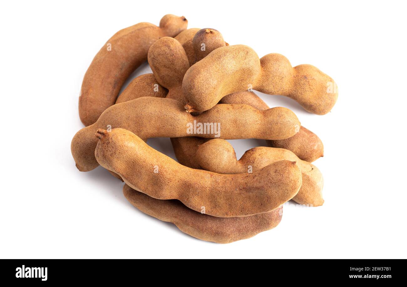 Tamarind Beans in Shell Isolated on a White Background Stock Photo - Alamy