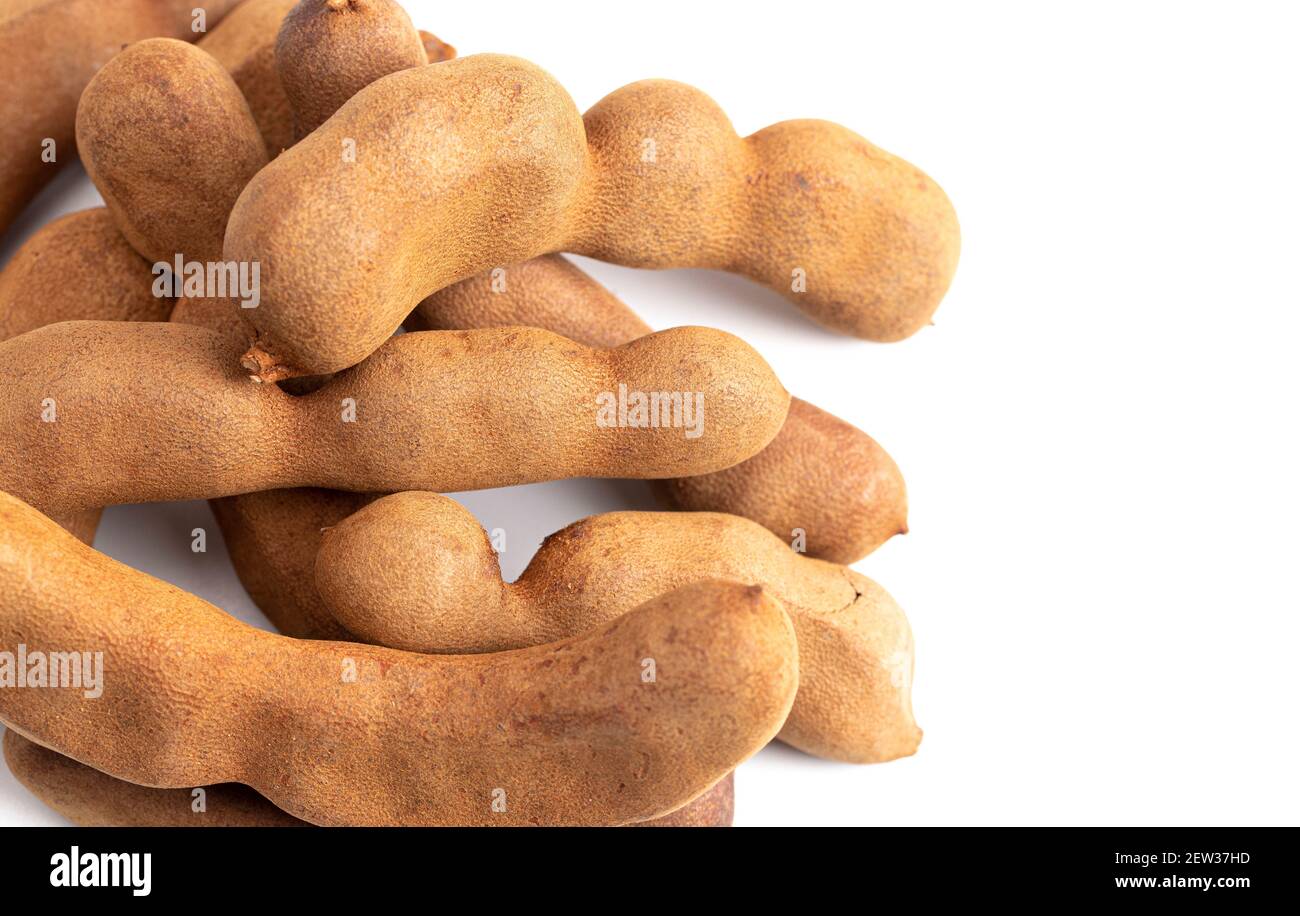 Tamarind Beans in Shell Isolated on a White Background Stock Photo - Alamy
