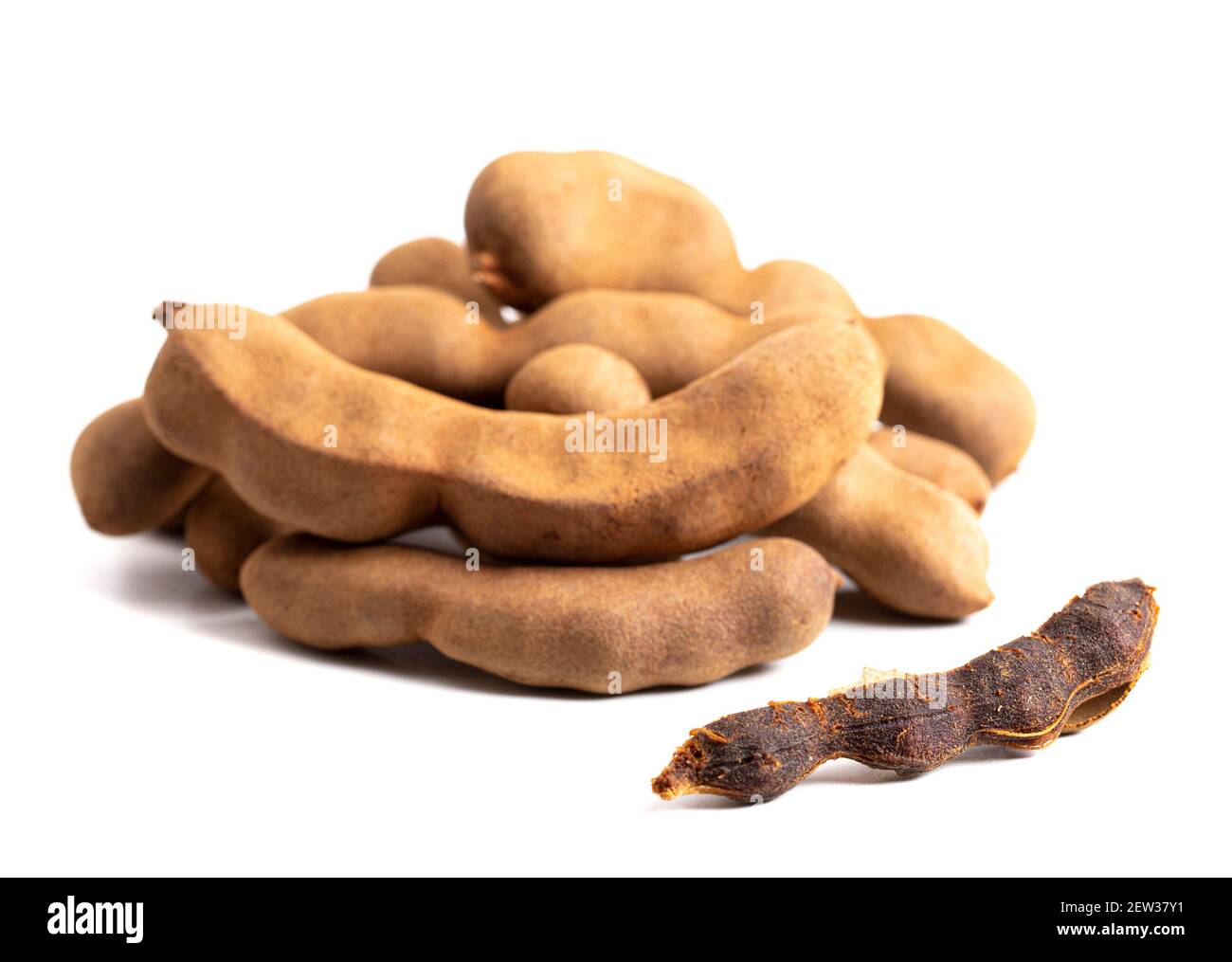 Tamarind Beans in Shell Isolated on a White Background Stock Photo - Alamy