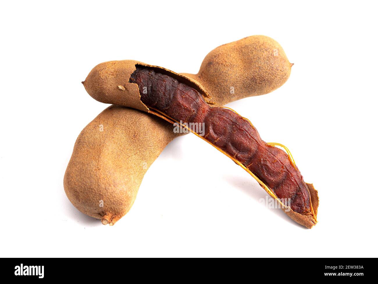 Tamarind Beans in Shell Isolated on a White Background Stock Photo - Alamy