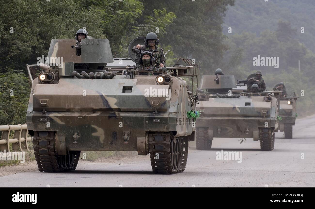 5 September 2017 - Paju, South Korea : South Korean army's K-200 APC ...