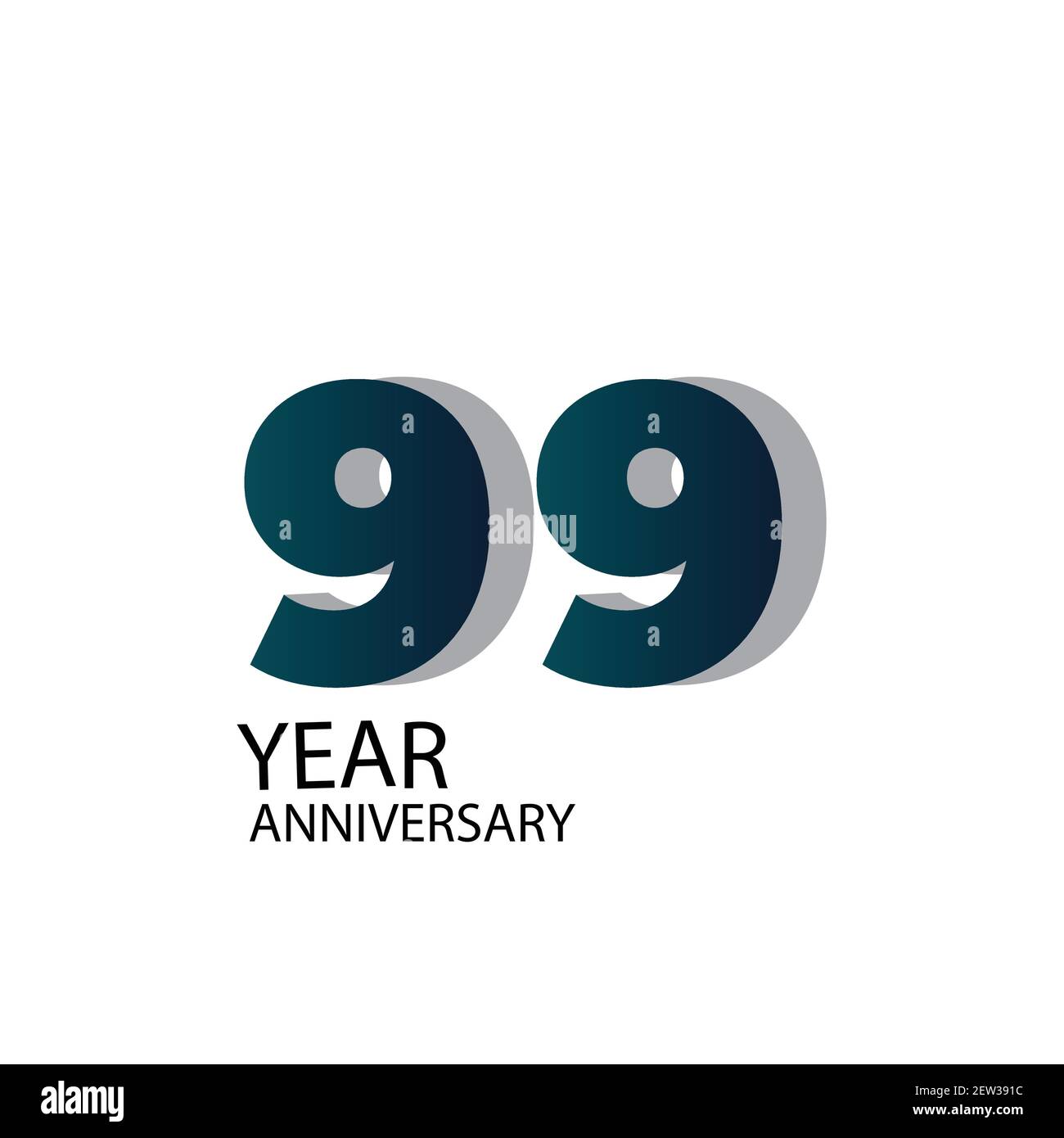 99 Year Anniversary Vector Template Design Illustration Blue Elegant ...