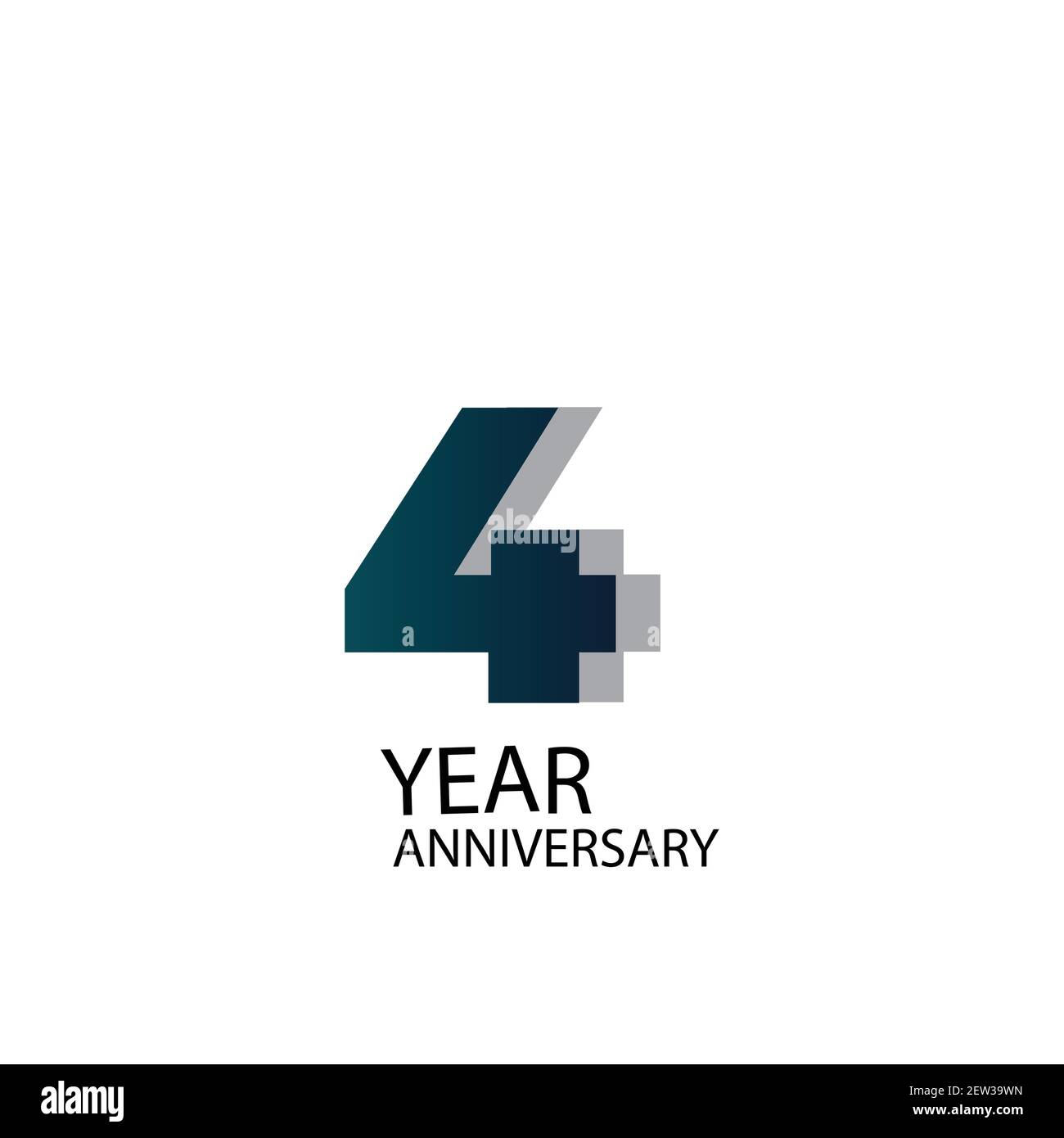 4 Year Anniversary Vector Template Design Illustration Blue Elegant ...