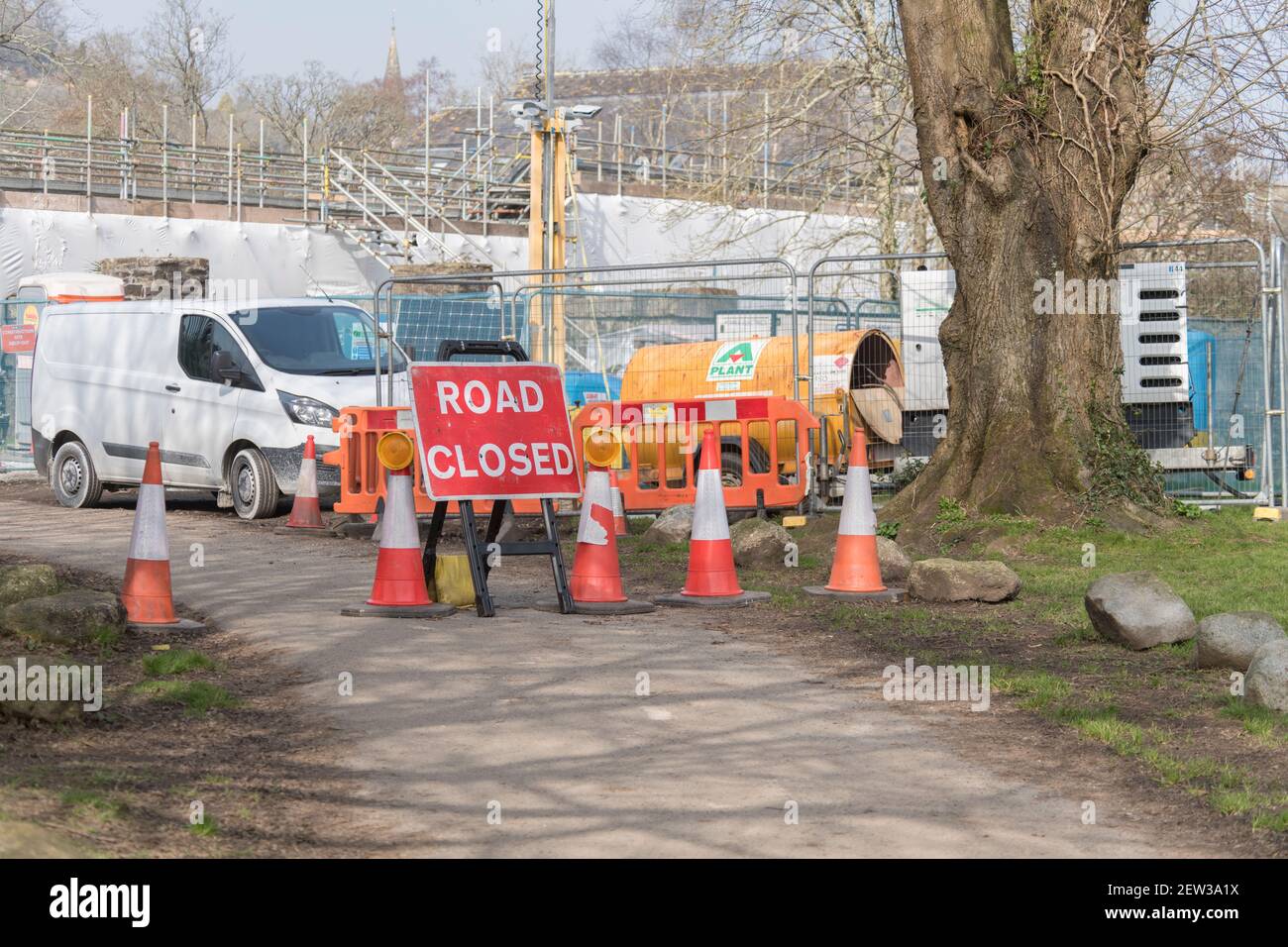 UK road transport system as traffic diverted around civil engineering ...