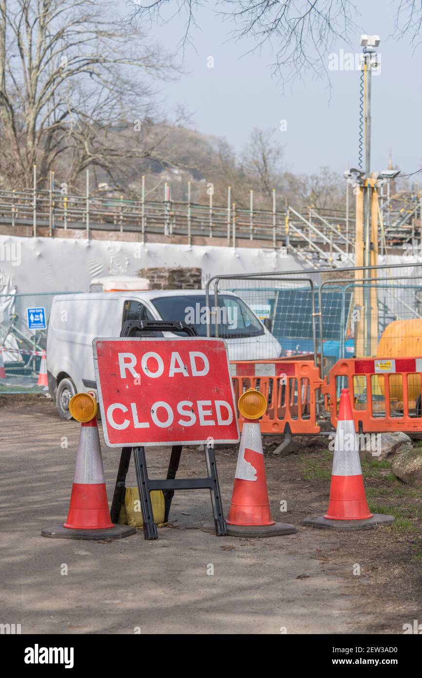 UK road transport system as traffic diverted around civil engineering ...