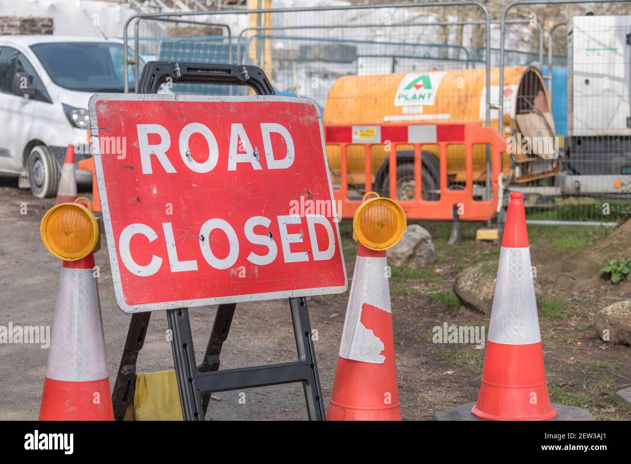 UK road transport system as traffic diverted around civil engineering ...