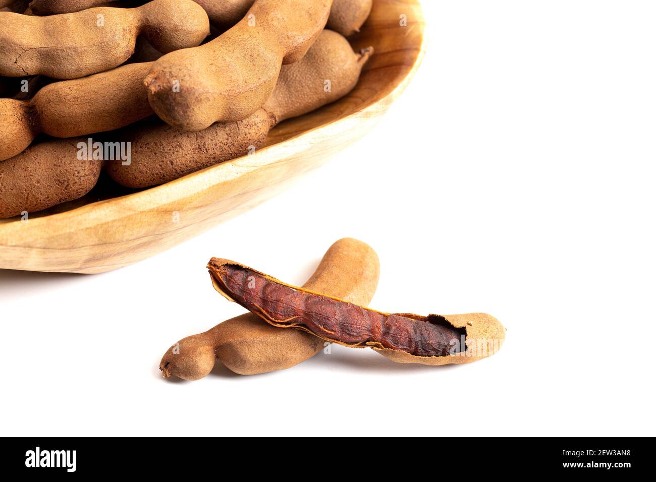 Tamarind Beans in Shell Isolated on a White Background Stock Photo - Alamy