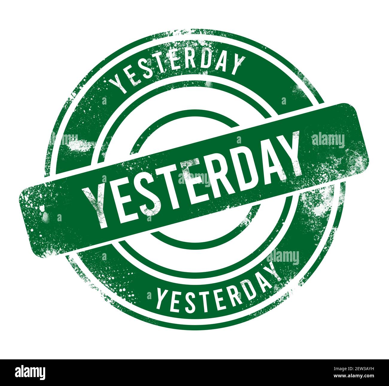 Yesterday - green round grunge button, stamp Stock Photo - Alamy