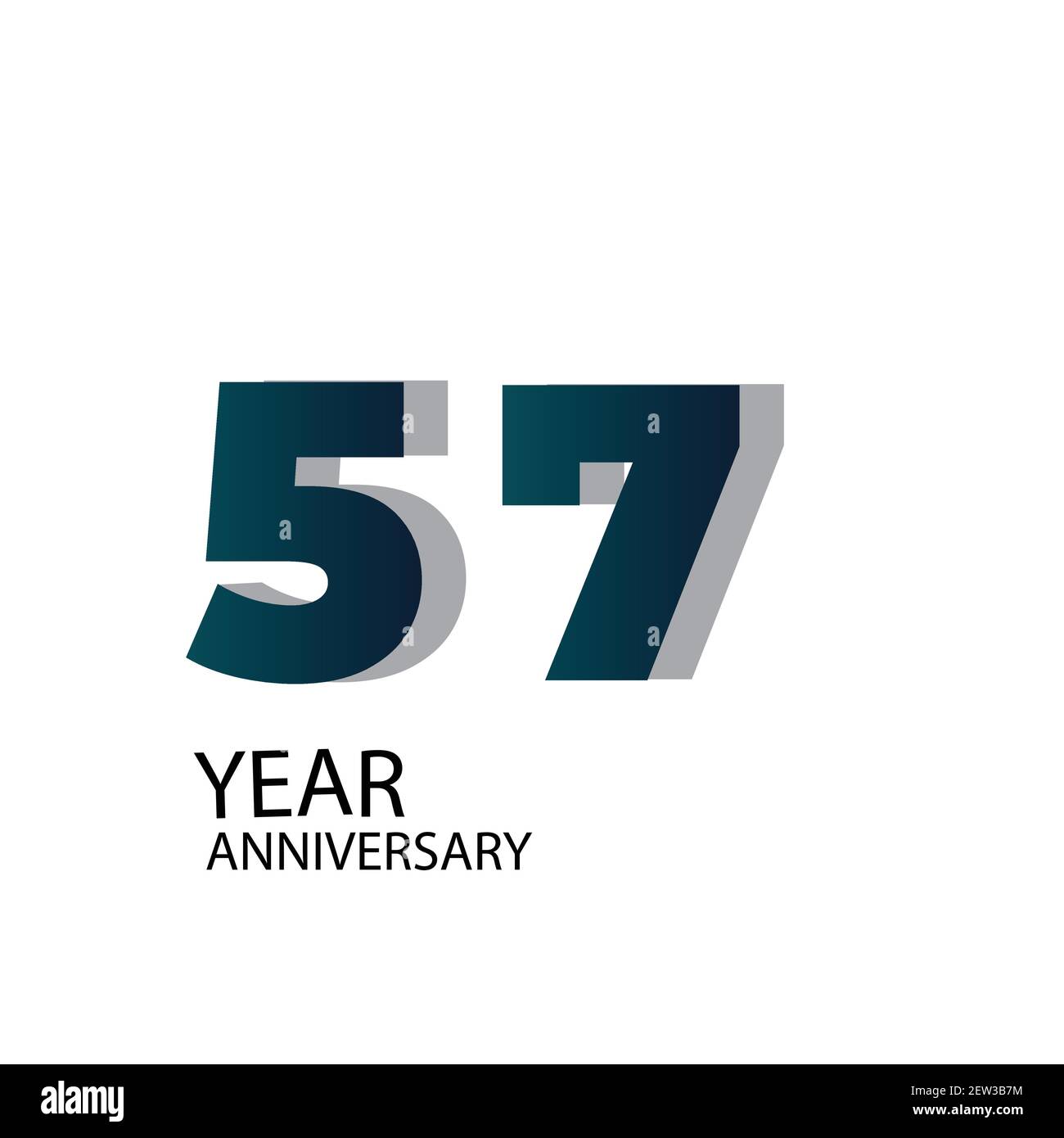 57 Year Anniversary Vector Template Design Illustration Blue Elegant ...
