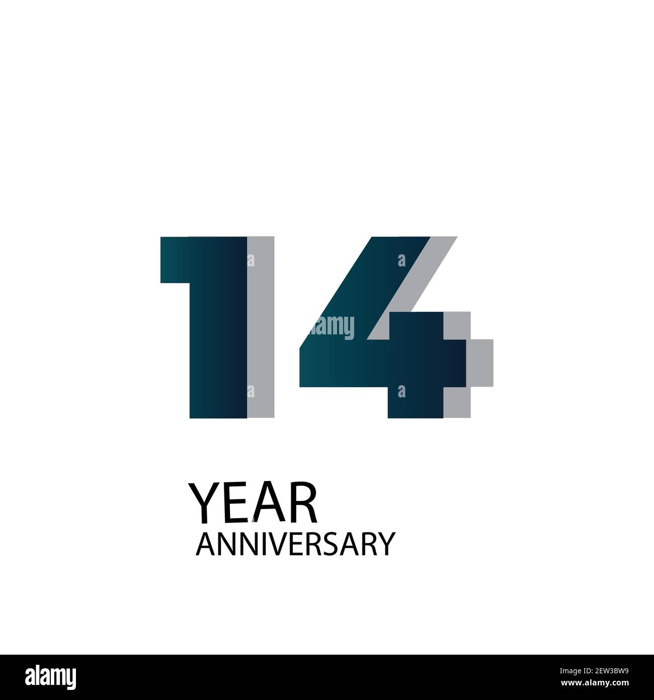 14 Year Anniversary Vector Template Design Illustration Blue Elegant ...