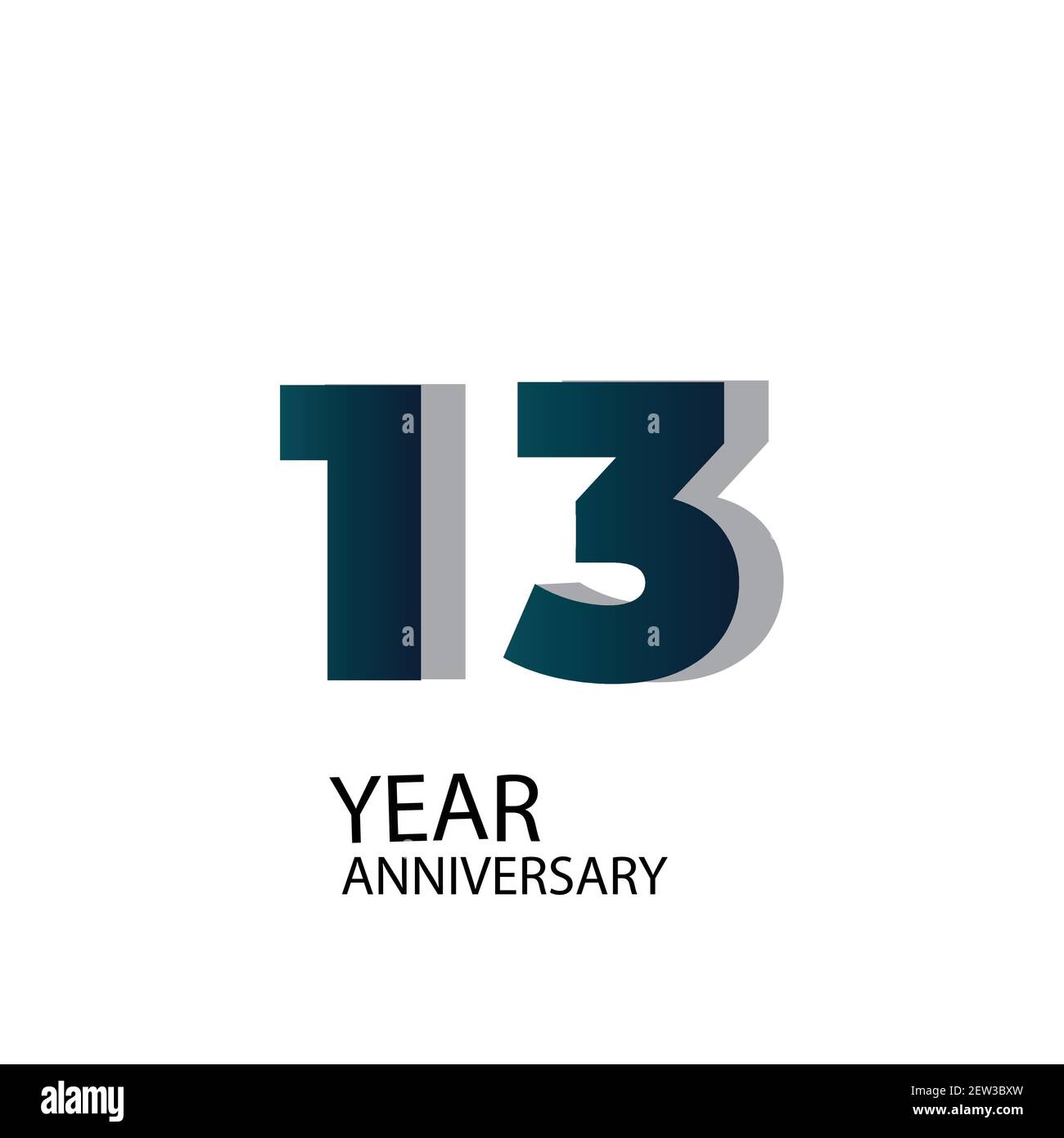 13 Year Anniversary Vector Template Design Illustration Blue Elegant ...