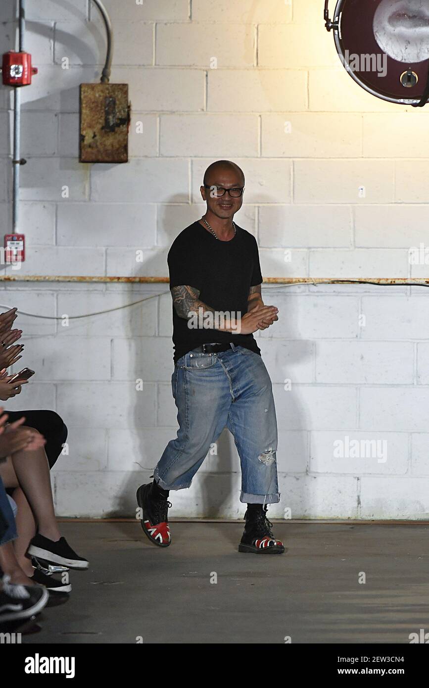 Designer Chris Leba on the runway during the R13 New York Fashion Show ...
