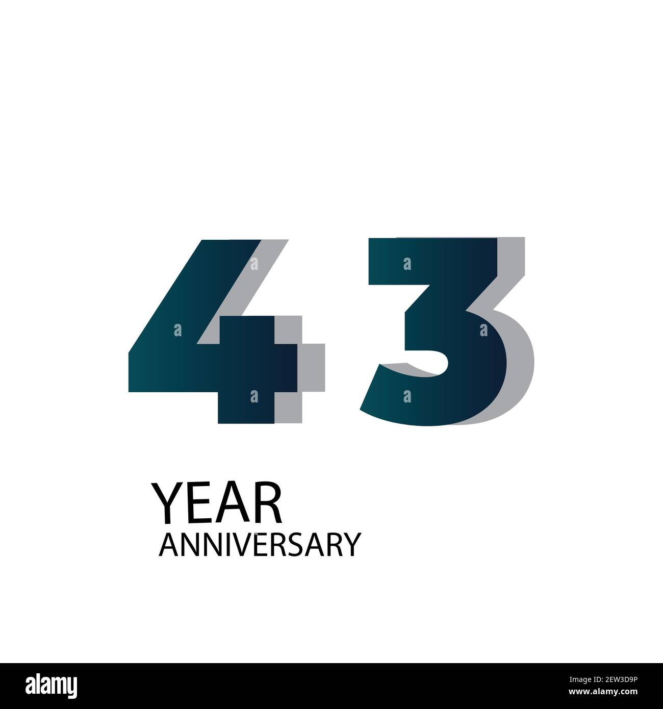43 Year Anniversary Vector Template Design Illustration Blue Elegant ...