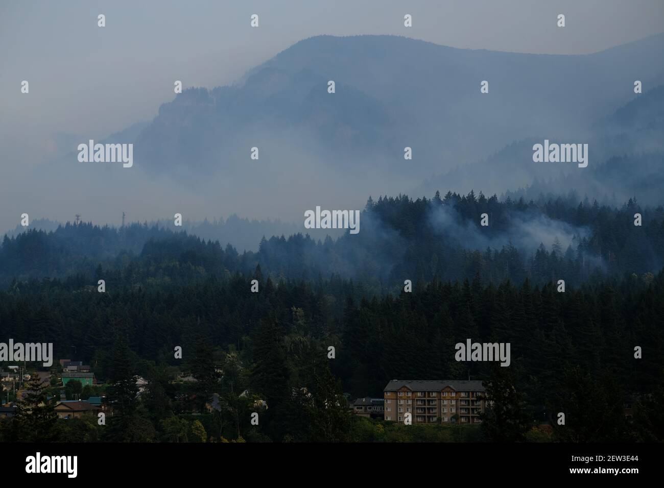 A view of the Eagle Creek Fire from Stevenson, Wash., as it continues ...