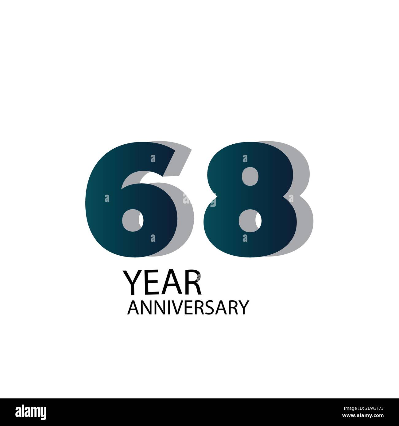 68 Year Anniversary Vector Template Design Illustration Blue Elegant ...