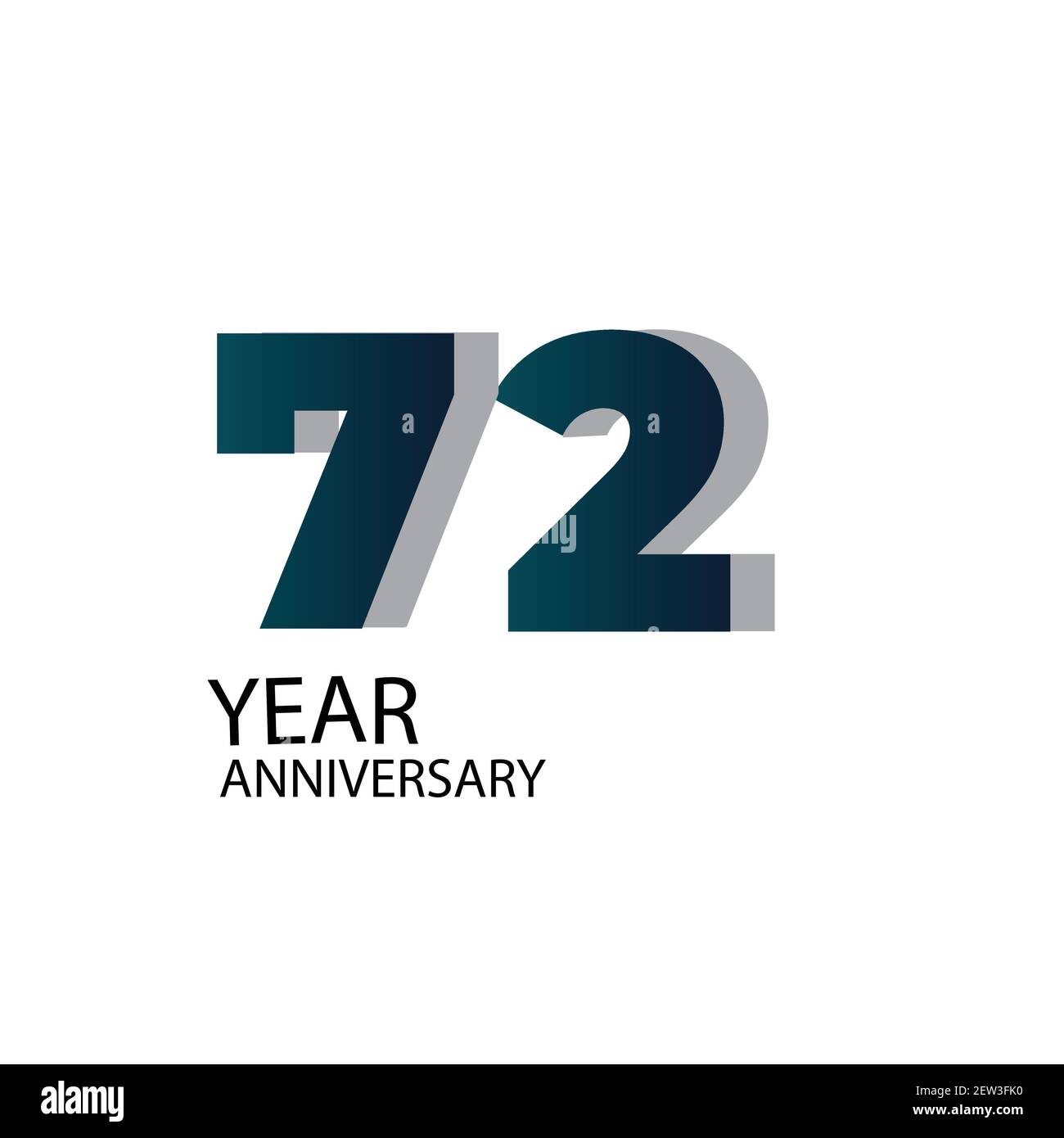 72 Year Anniversary Vector Template Design Illustration Blue Elegant ...