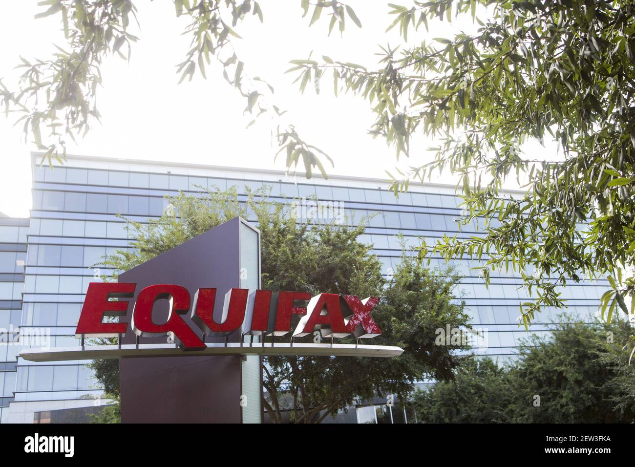 A logo sign outside of the headquarters of the consumer credit rating ...