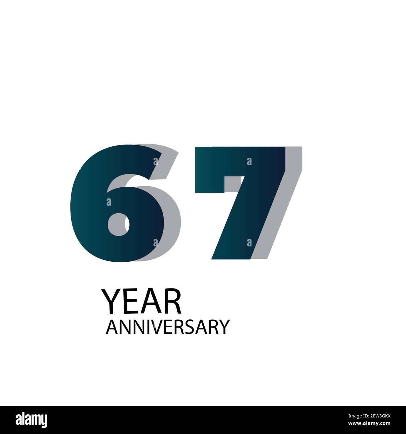 67 Year Anniversary Vector Template Design Illustration Blue Elegant ...
