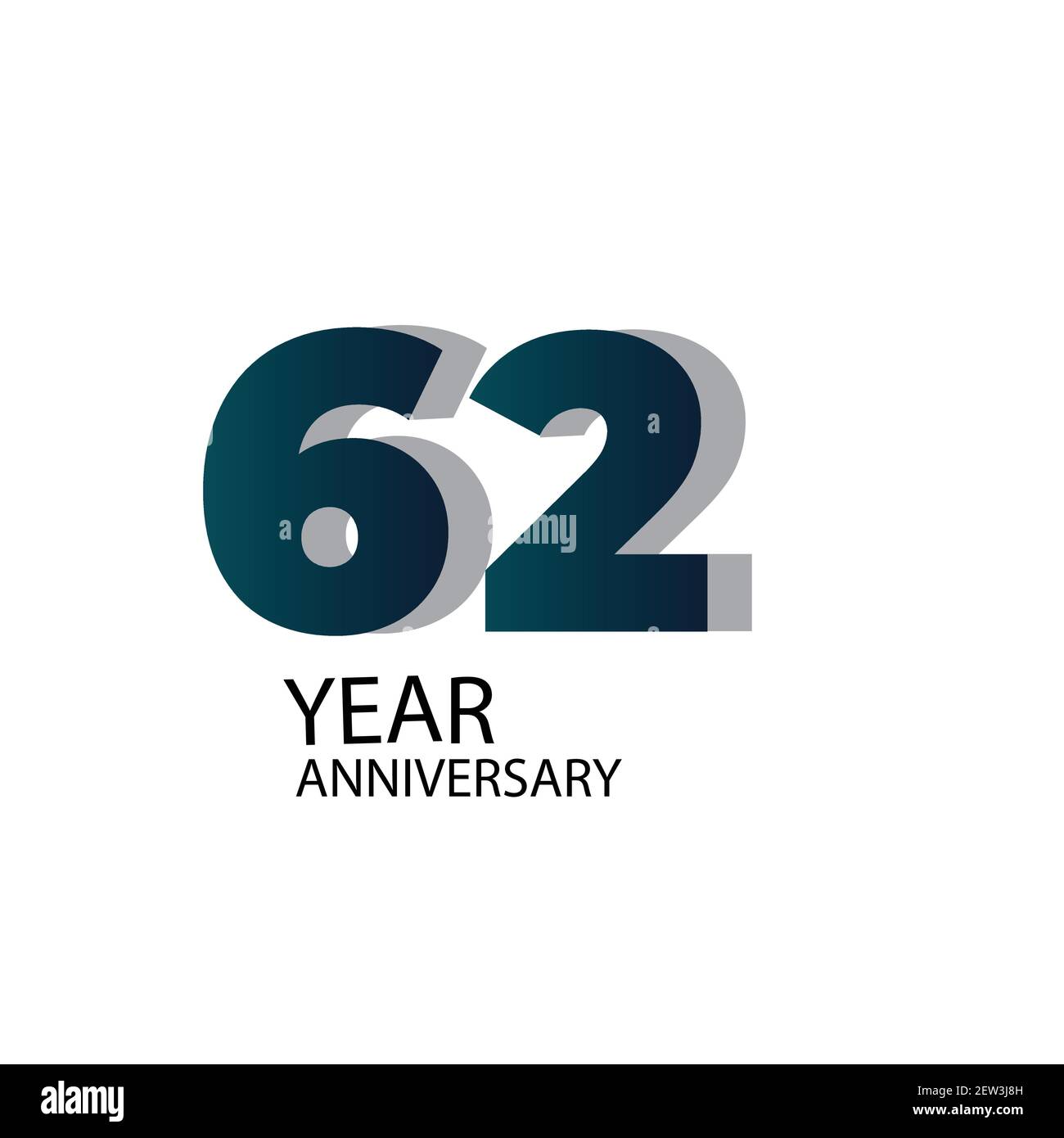 62 Year Anniversary Vector Template Design Illustration Blue Elegant ...