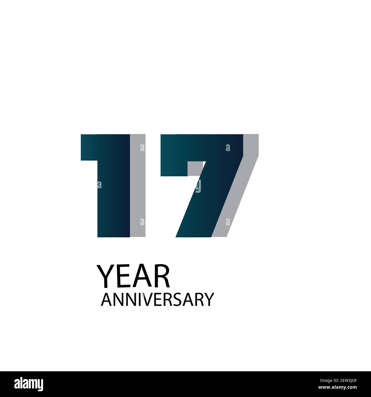 17 Year Anniversary Vector Template Design Illustration Blue Elegant ...