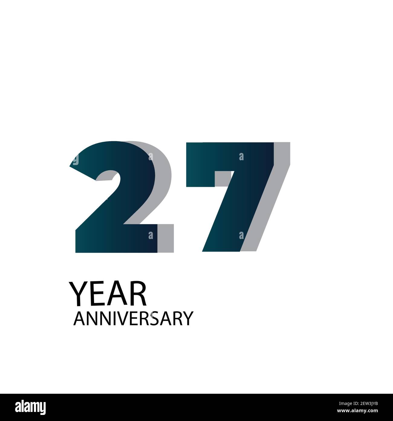 27 Year Anniversary Vector Template Design Illustration Blue Elegant ...