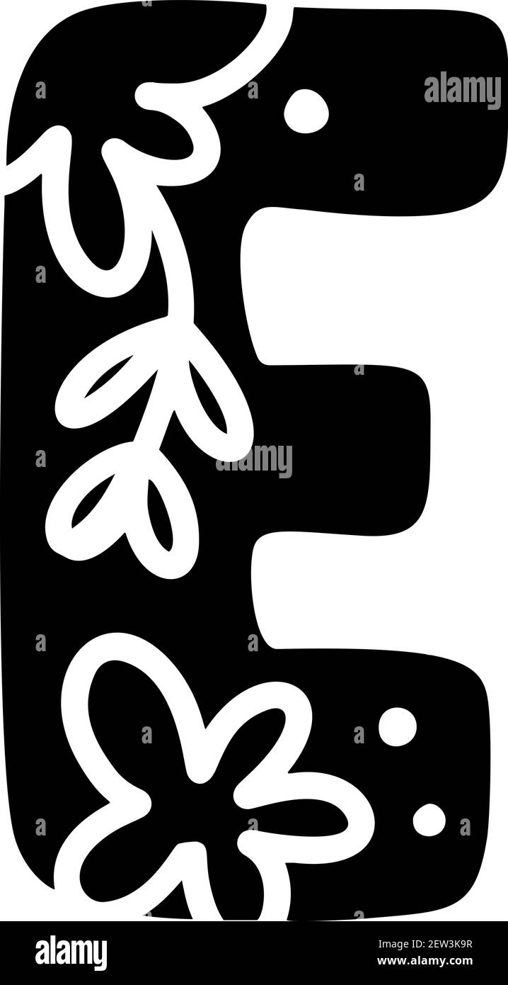 Vintage floral bold Letter E Logo spring. Classic E Summer Letter ...