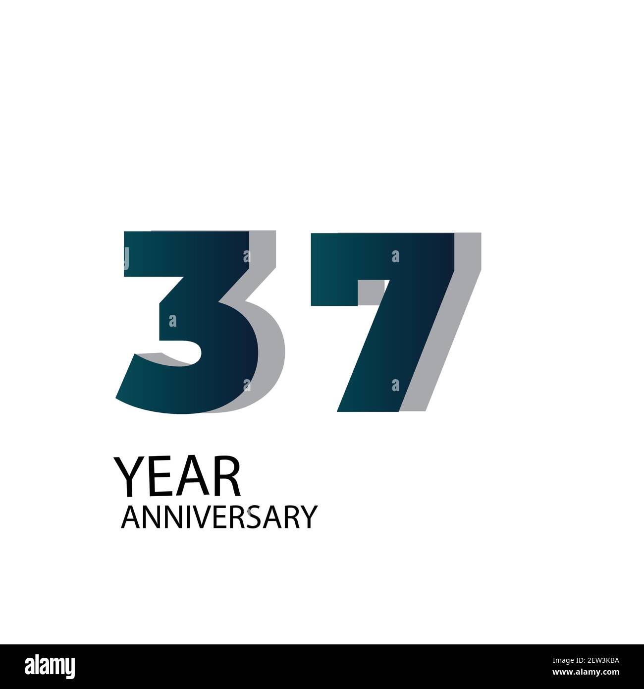37 Year Anniversary Vector Template Design Illustration Blue Elegant ...