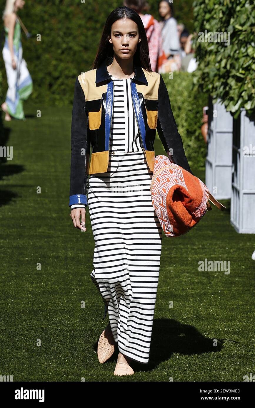 Shelby Hayes walks on the runway during the Tory Burch Fashion show at ...