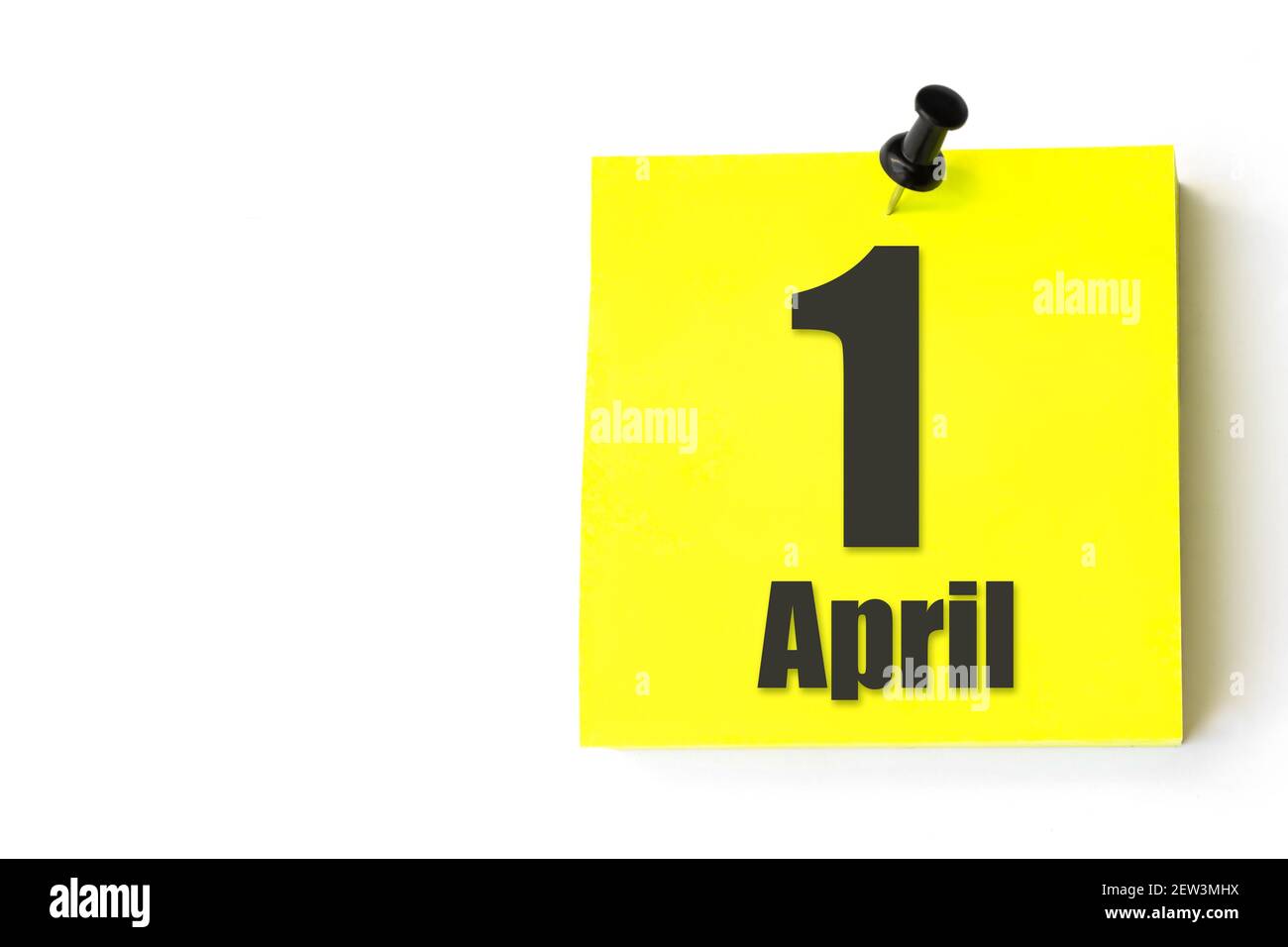 April 1st . Day 1 of month, Calendar date. Yellow sheet of the calendar ...