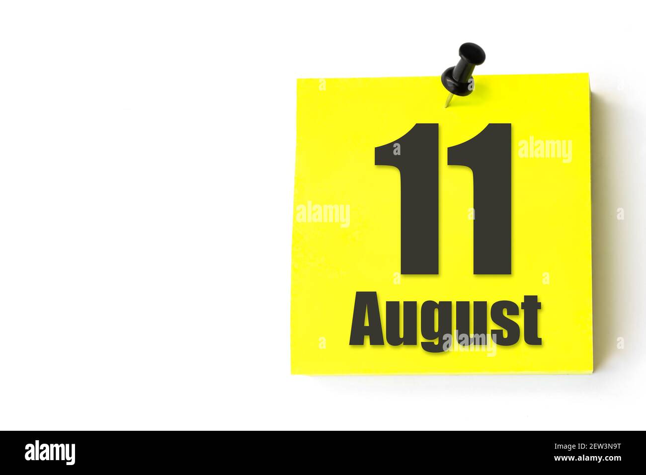 August 11st . Day 11 of month, Calendar date. Yellow sheet of the ...