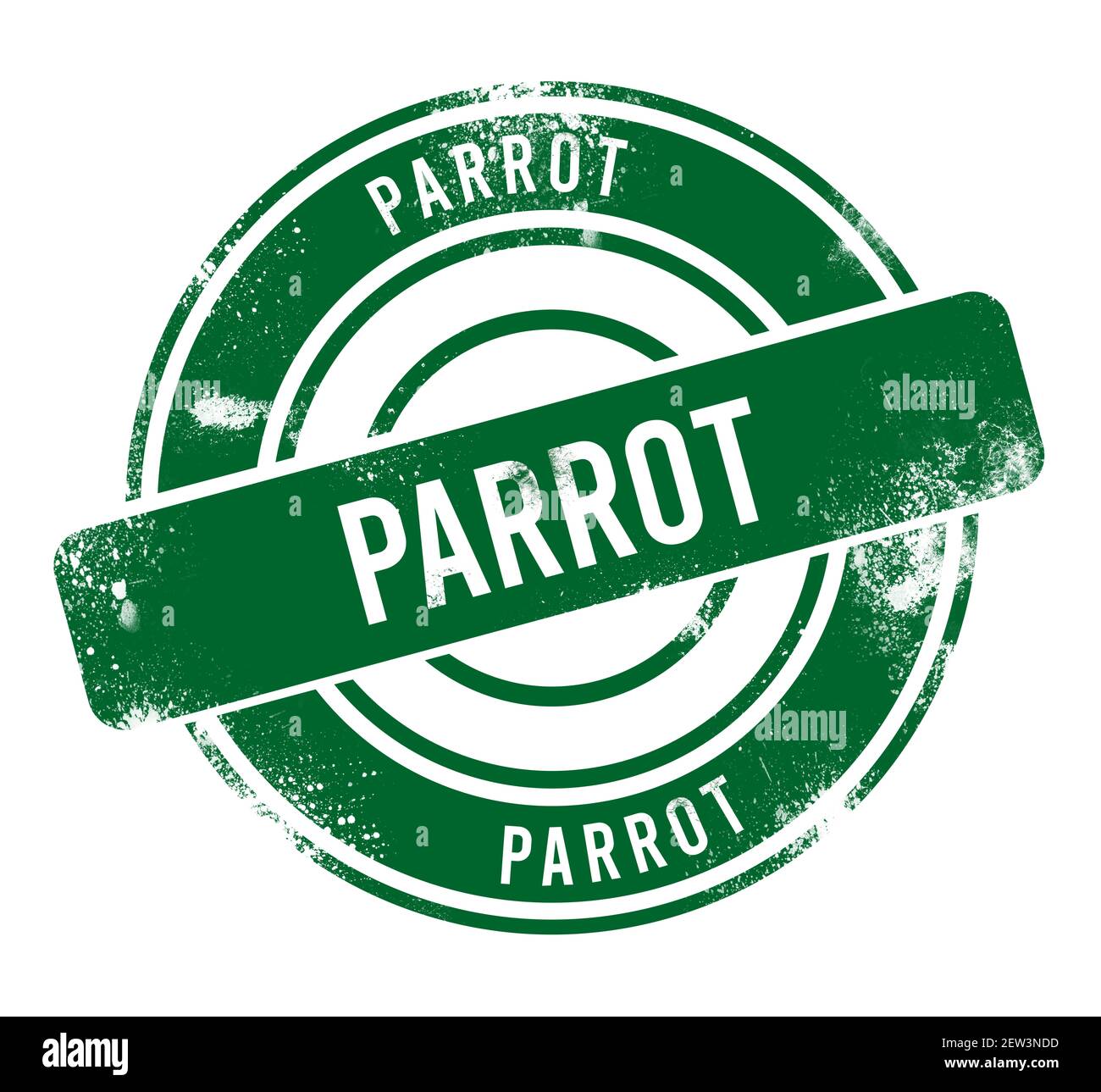 parrot - green round grunge button, stamp Stock Photo - Alamy