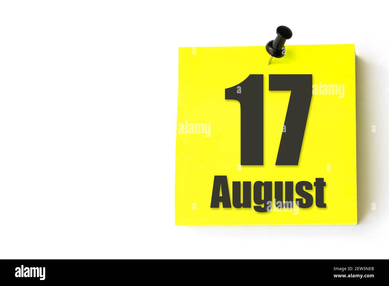 August 17th. Day 17 of month, Calendar date. Yellow sheet of the ...